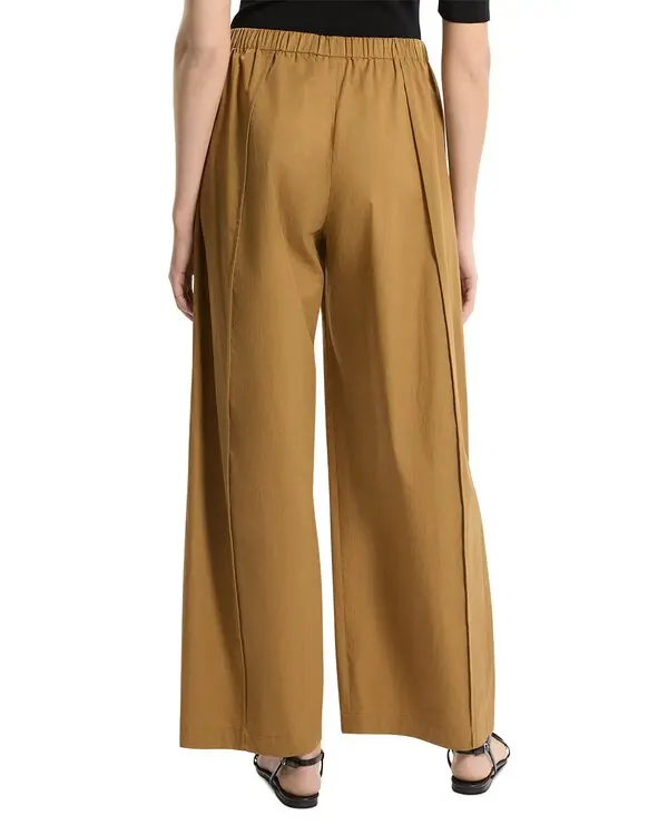 Theory Wide Leg Cotton Pants - Bronze