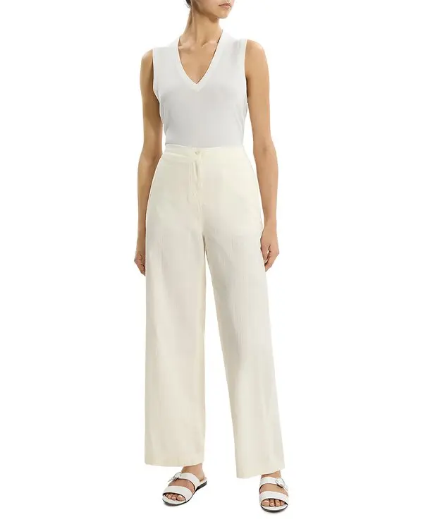 Theory Flowy Wide Leg Pants Cotton