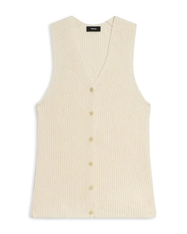 Theory Ribbed V-neck Button-front Sweater Vest