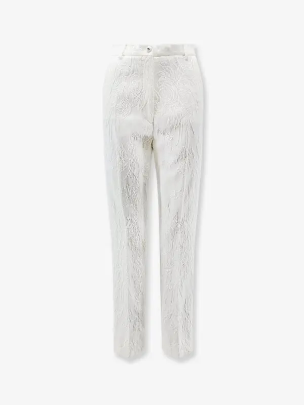 Dolce & Gabbana High-waisted Trousers In Cotton And Viscose Blend