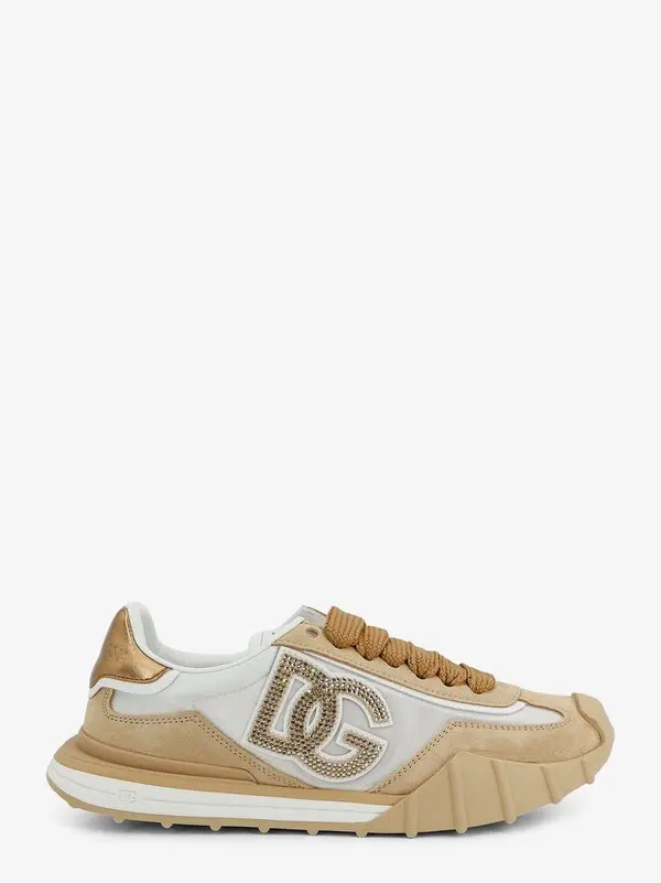 Dolce & Gabbana Nylon And Suede Sneakers With Rhinestone Dg Logo