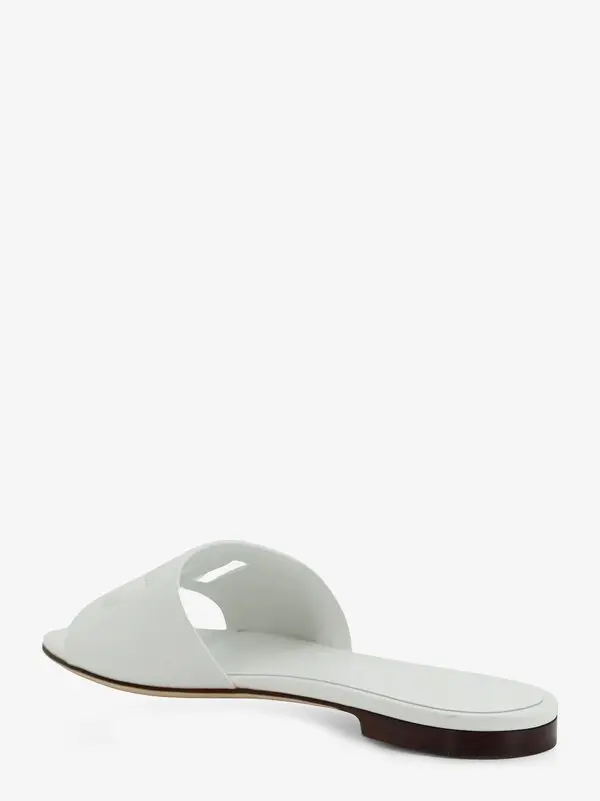 Dolce & Gabbana White Leather Sandals With Dg Millennials Logo - Multicolor