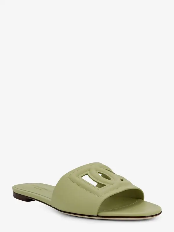 Dolce & Gabbana White Leather Sandals With Dg Millennials Logo - Multicolor