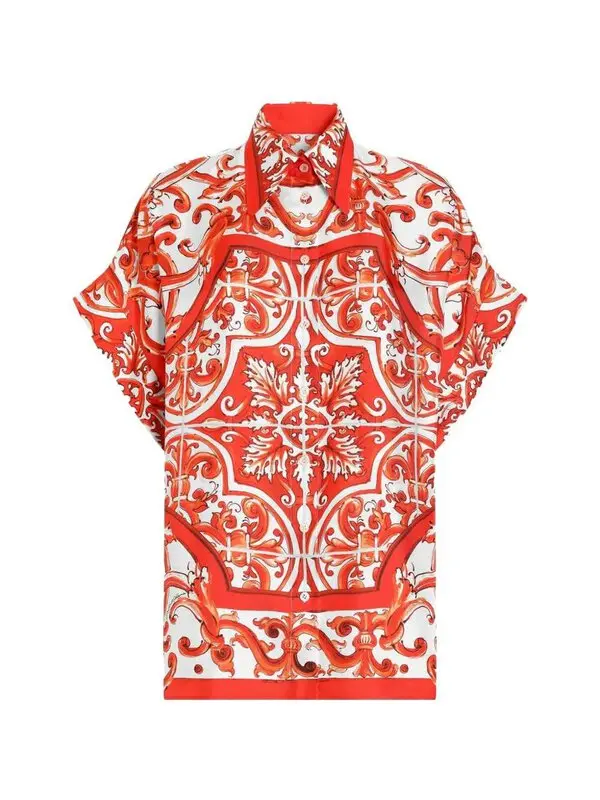 Dolce & Gabbana Silk Shirt With Maiolica Print - Multicolor