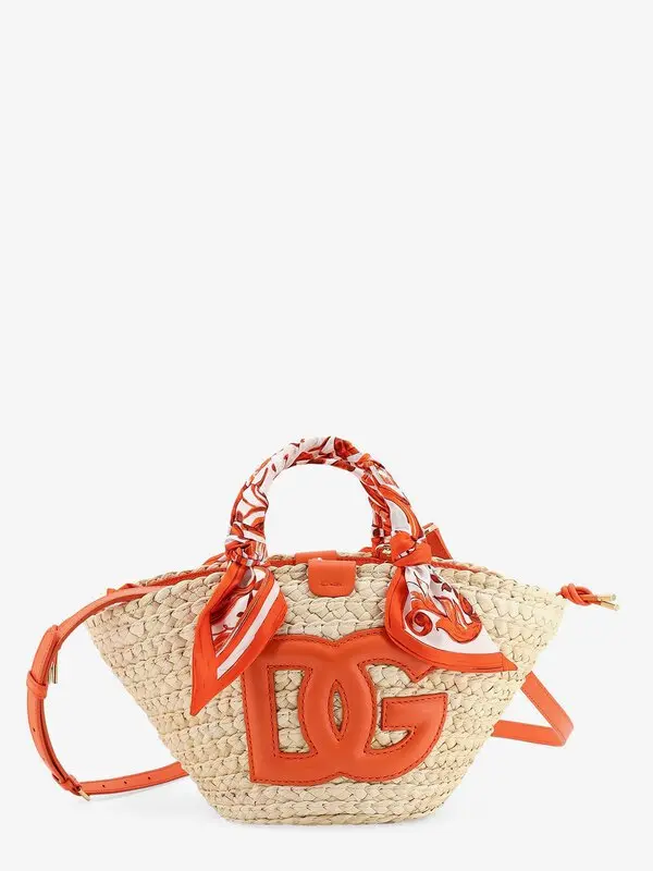 Dolce & Gabbana Raffia And Leather Shoulder Bag - Orange