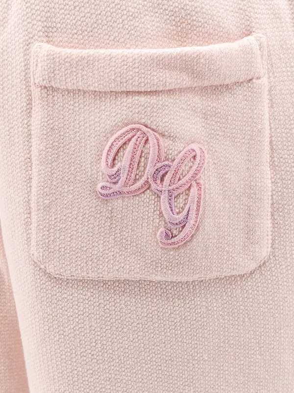 Dolce & Gabbana Cotton Trousers With Embroidered Logo Patch