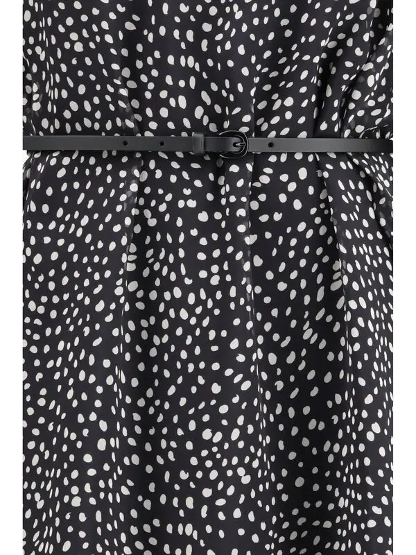Max Mara Campo Silk Polka Dot Dress With Belt - Black