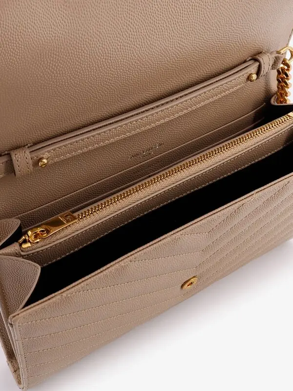 Saint Laurent Black Leather Crossbody Bag With Metal Cassandre Logo