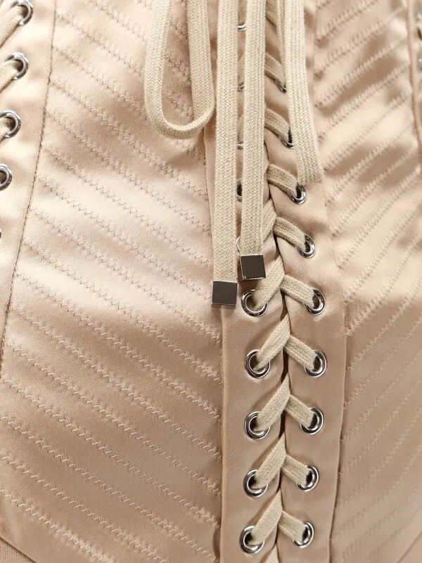 Dolce & Gabbana Shiny Satin Mini Skirt With Lace-up Detail