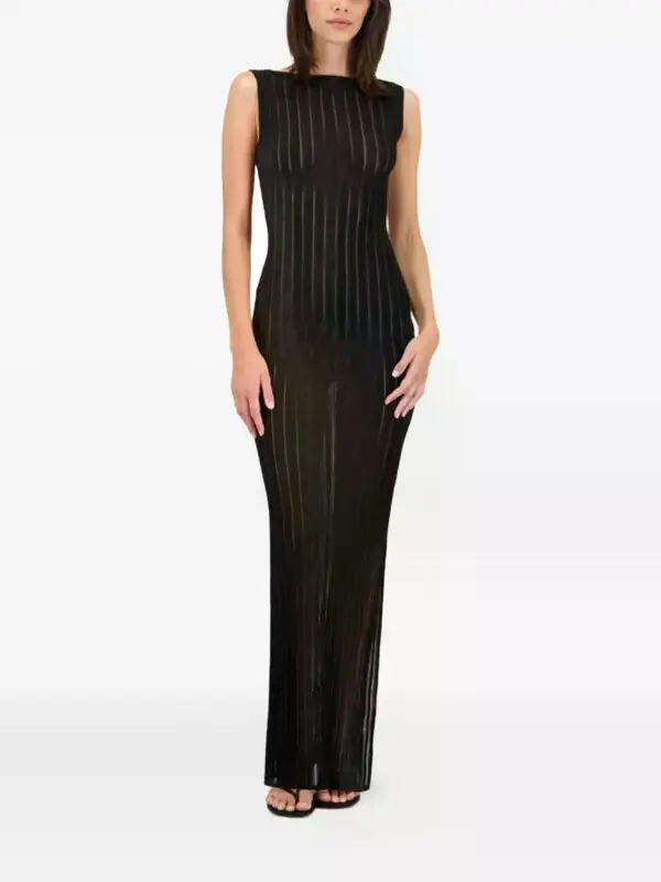 LA GALPA Sheer-ribbed Maxi Dress
