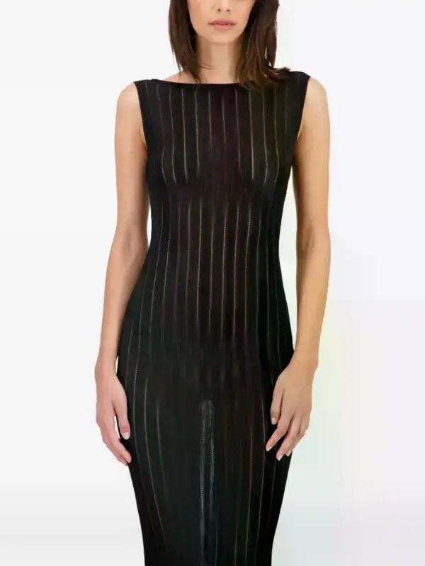 LA GALPA Sheer-ribbed Maxi Dress