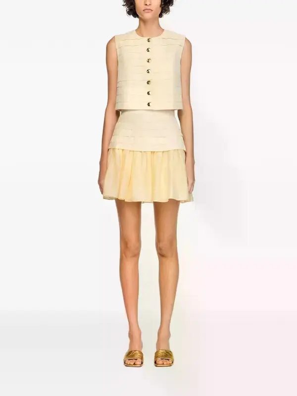 Sandro High-waisted Pleated Mini Skirt With Ruched Detailing