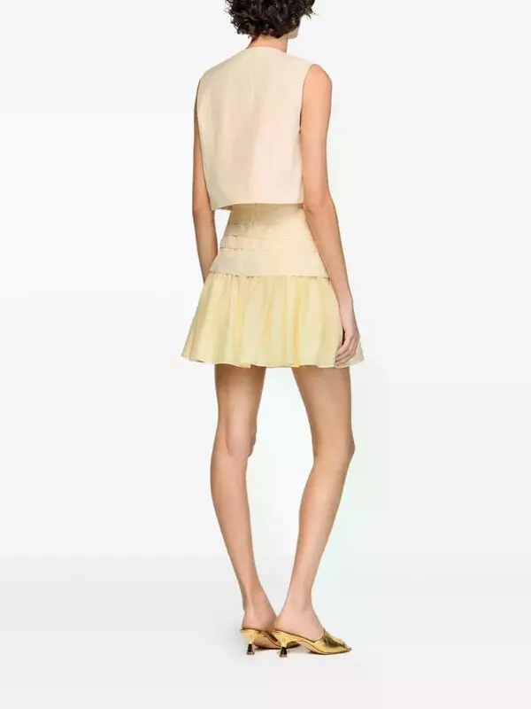 Sandro High-waisted Pleated Mini Skirt With Ruched Detailing