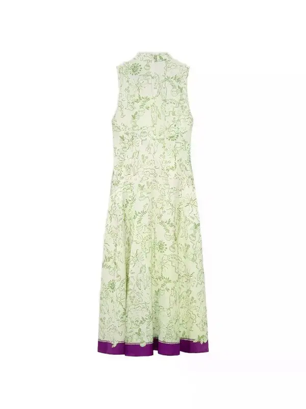 Shanghai Tang Mulberry Silk Graphic Print Maxi Dress - Neutrals