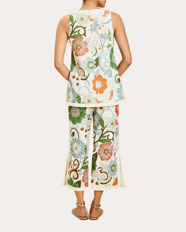 Mestiza New York Judah Floral Cotton Cropped Flare Pants