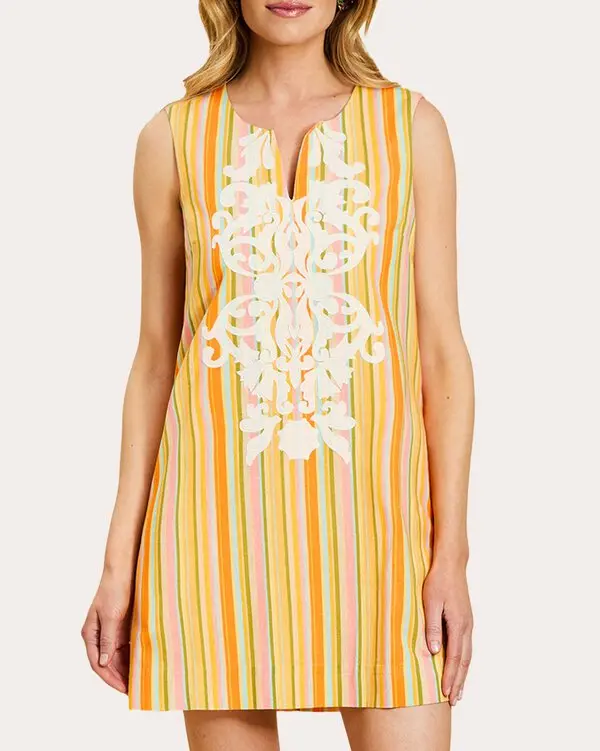 Mestiza New York Belize Embroidered Stripe Mini Shift Dress
