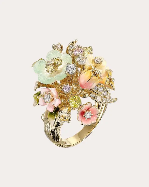 ANABELA CHAN Diamond Primrose Bouquet Ring In 18k Yellow Gold Vermeil - Citrus