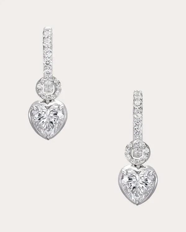 ANABELA CHAN Diamond Heart Hoop Earrings - White