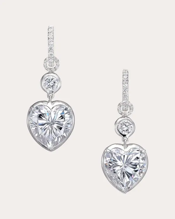 ANABELA CHAN Diamond Heart Hoop Earrings - White