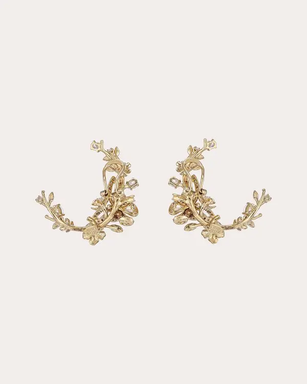 ANABELA CHAN Diamond Orchard Garland Hoop Earrings In 18k Yellow Vermeil