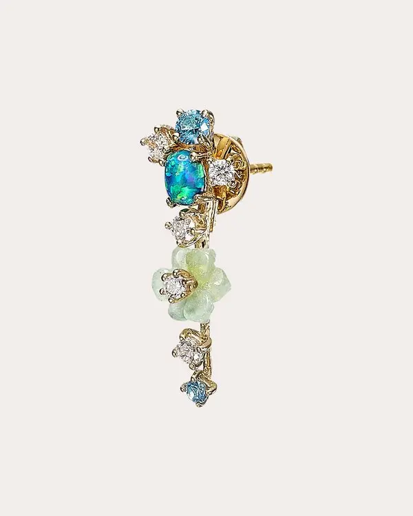 ANABELA CHAN 18k Gold Diamond & Opal Floral Ear Climbers