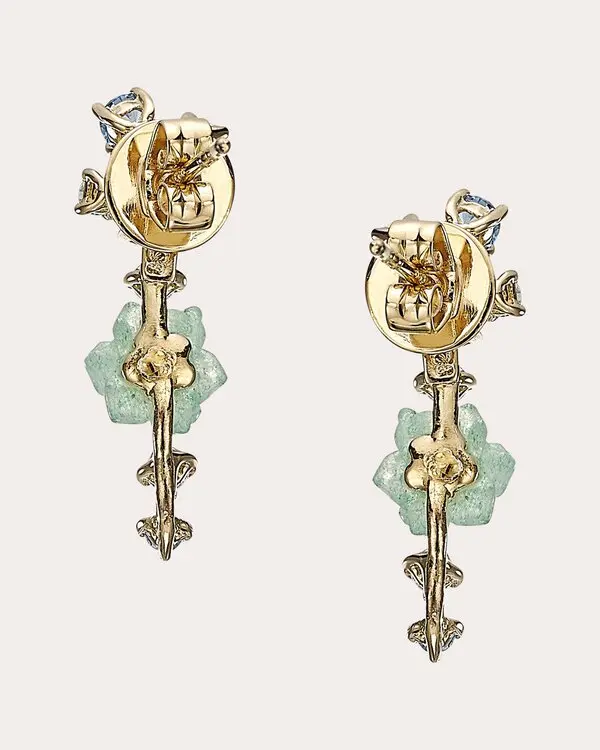 ANABELA CHAN 18k Gold Diamond & Opal Floral Ear Climbers