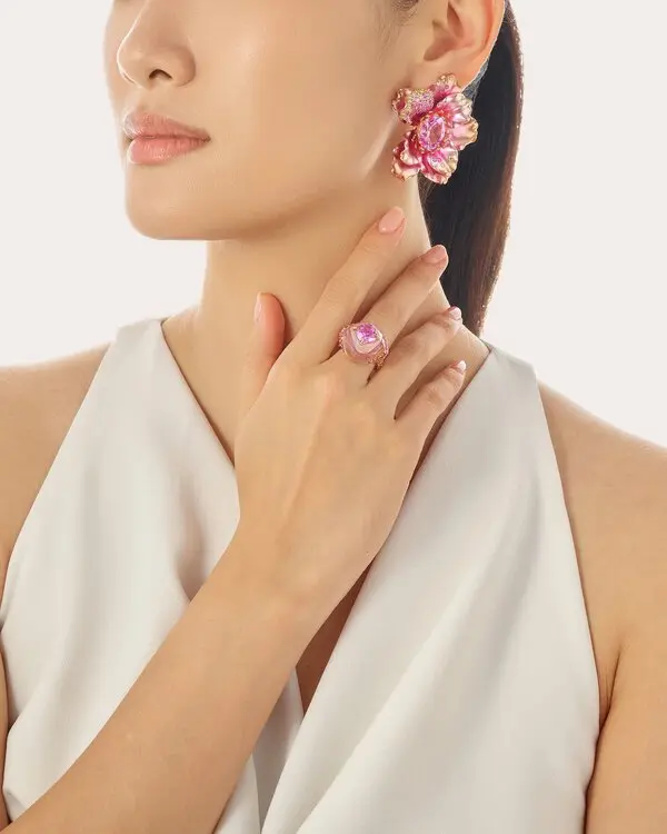 ANABELA CHAN Sapphire Peony Poppy Stud Earrings In 18k Gold