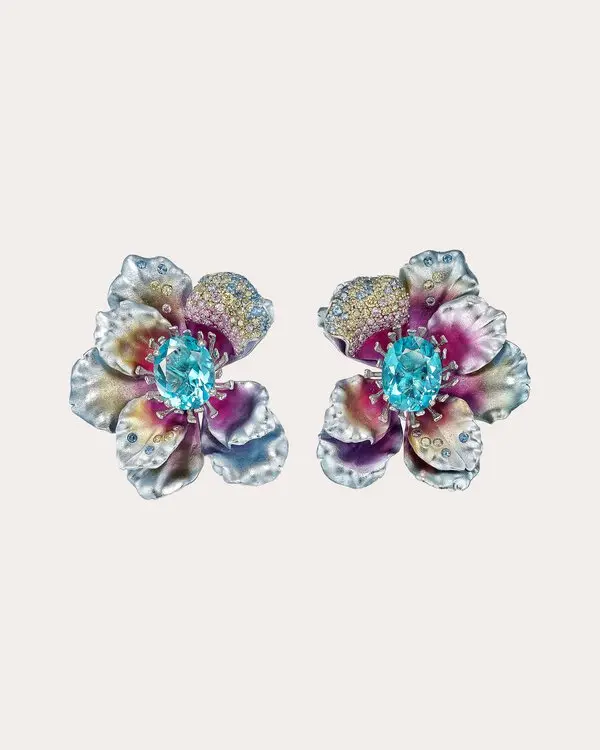 ANABELA CHAN Sapphire And Spinel Iris Poppy Stud Earrings - Blue