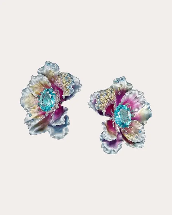 ANABELA CHAN Sapphire And Spinel Iris Poppy Stud Earrings