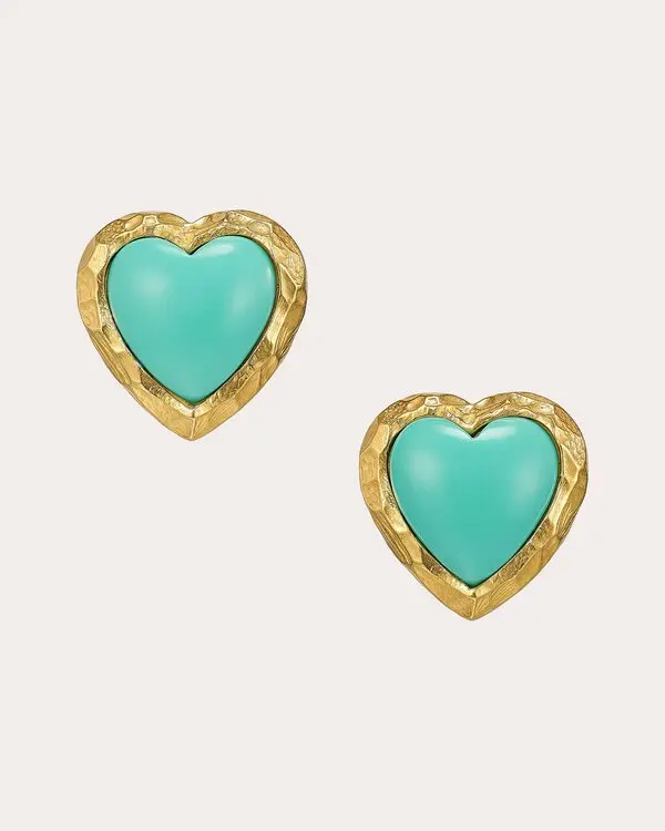 ANABELA CHAN Heart Stud Earrings With Regenerative™ Turquoise - Blue