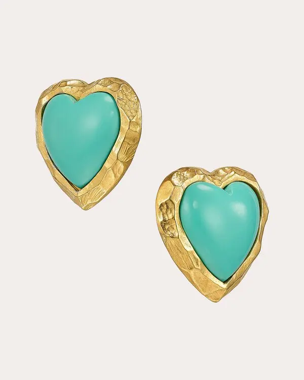 ANABELA CHAN Heart Stud Earrings With Regenerative™ Turquoise