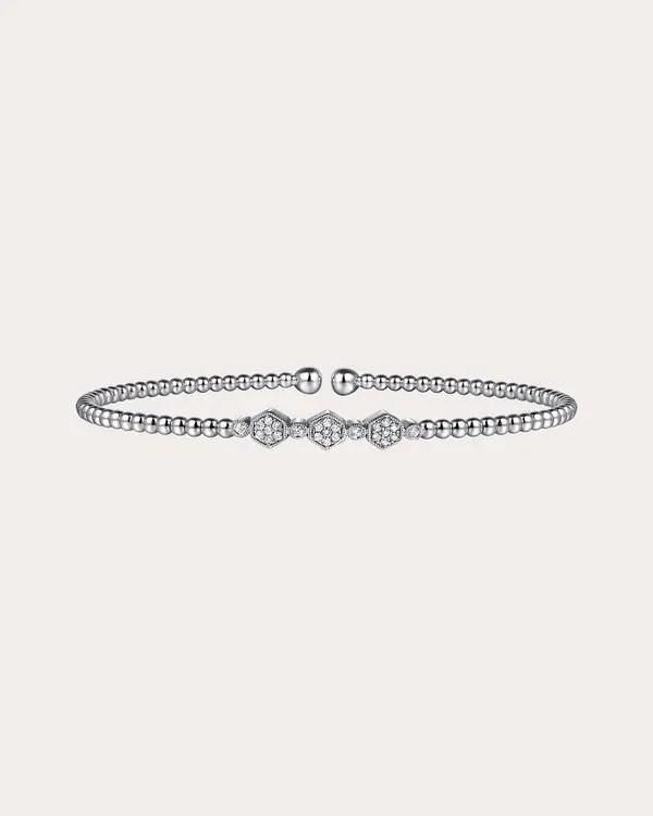 GABRIEL & CO. Diamond & 14k White Gold Bujukan Hexagon Cuff - Silver