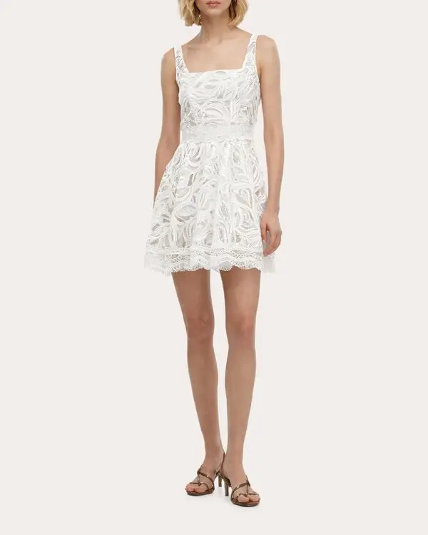 Waimari Ocaso Embroidered Fit & Flare Mini Dress