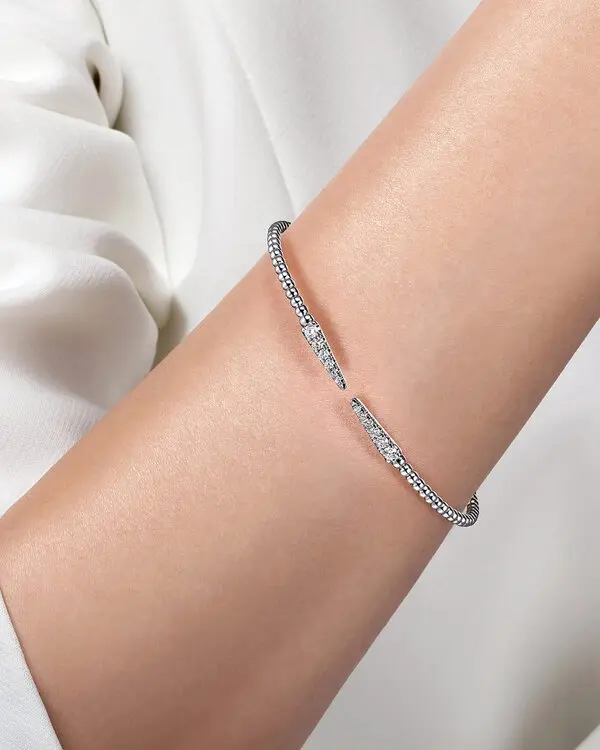 GABRIEL & CO. Diamond & 14k White Gold Spiked Cuff Bracelet
