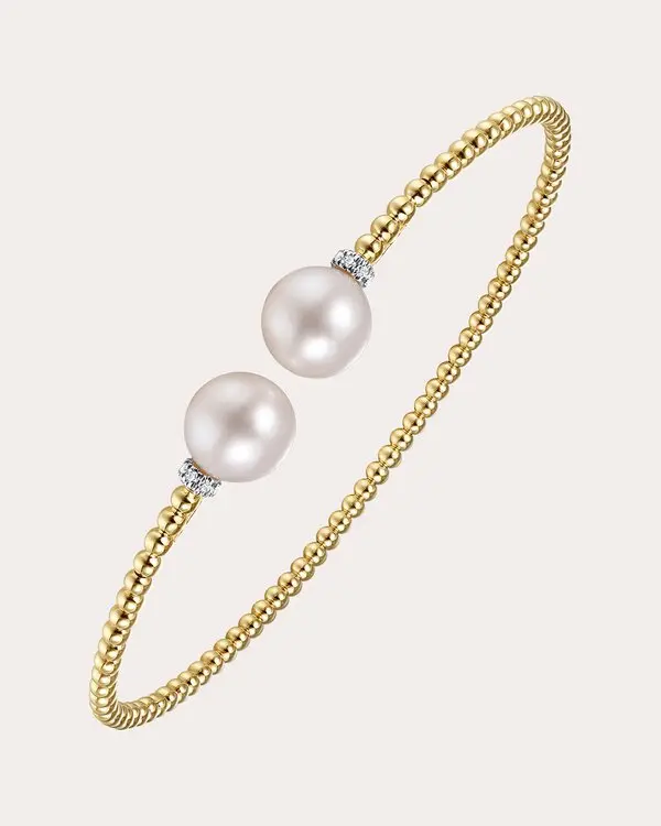 GABRIEL & CO. 14k Yellow Pearl And Diamond Cuff