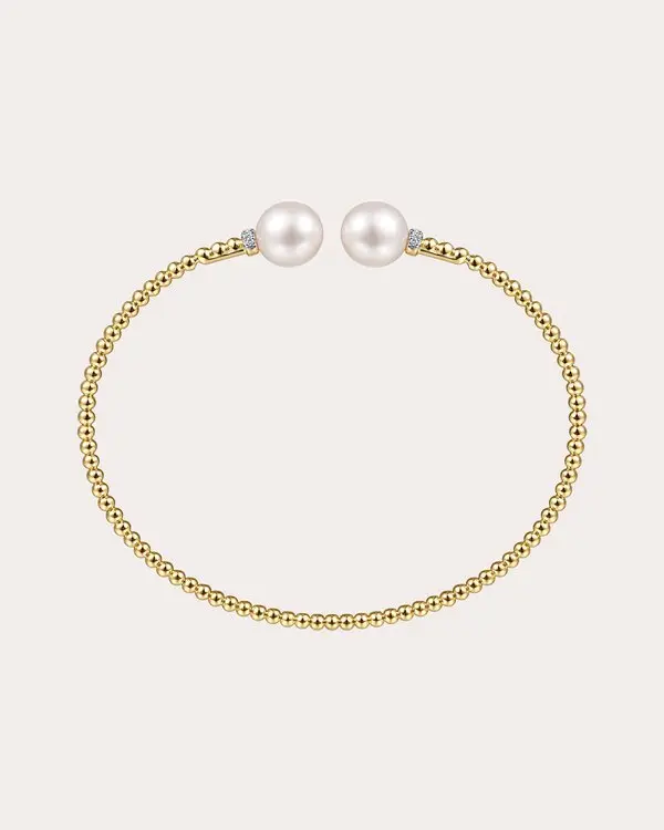 GABRIEL & CO. 14k Yellow Pearl And Diamond Cuff
