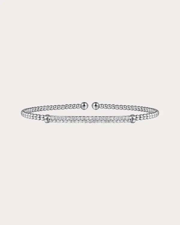 GABRIEL & CO. Diamond & 14k White Gold Bujukan Bar Cuff - Silver