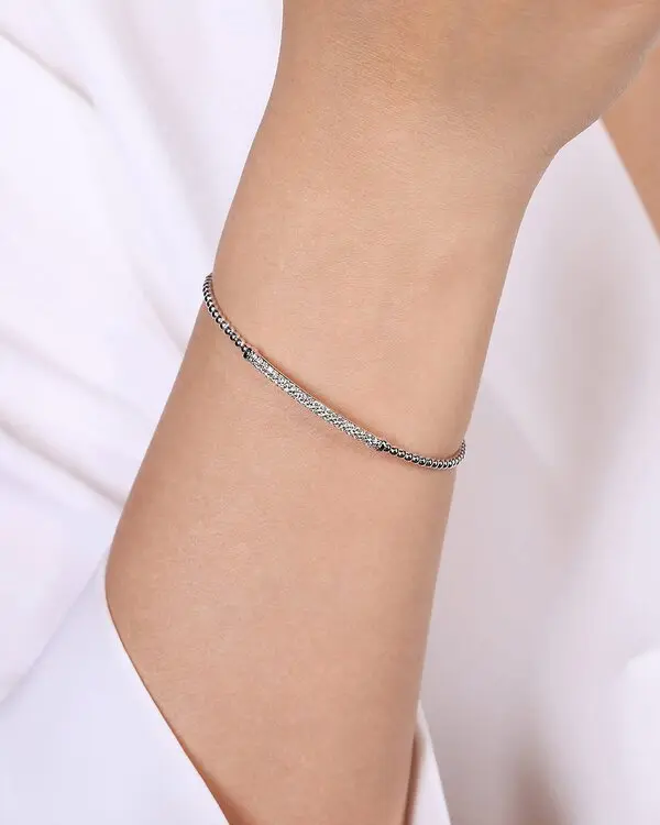 GABRIEL & CO. Diamond & 14k White Gold Bujukan Bar Cuff