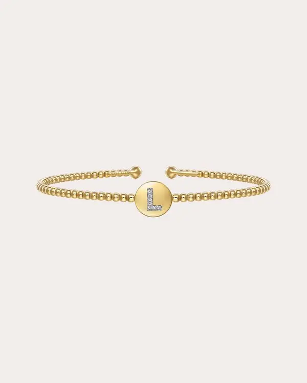 Gabriel & Co. Diamond & 14k Initial Cuff Bracelet - Yellow
