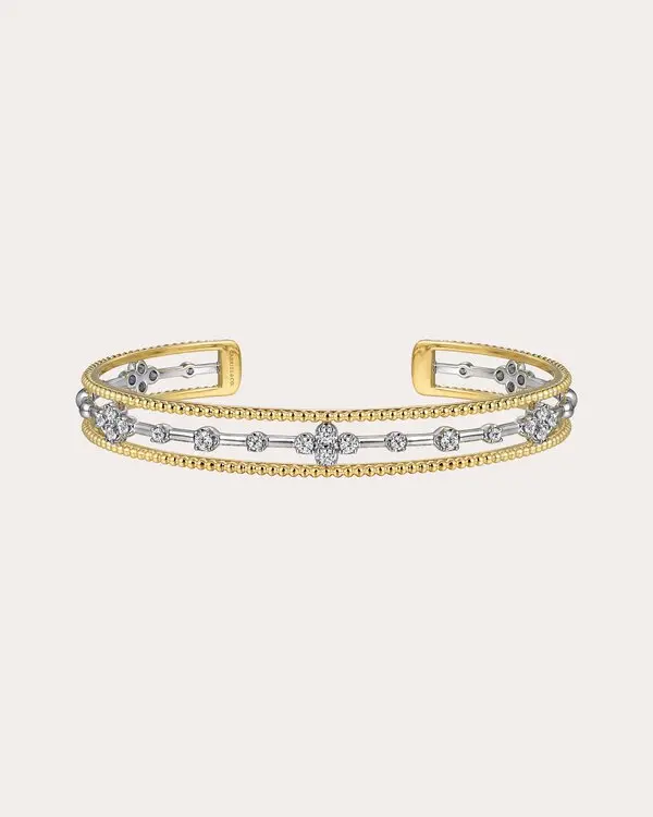 Gabriel & Co. Diamond & 14k Two-tone Bujukan Channel Cuff - Yellow