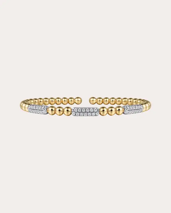 Gabriel & Co. Diamond & 14k Bujukan Three Station Cuff - Yellow