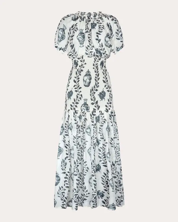 AGUACLARA Dynastie Royale Smocked Maxi Dress