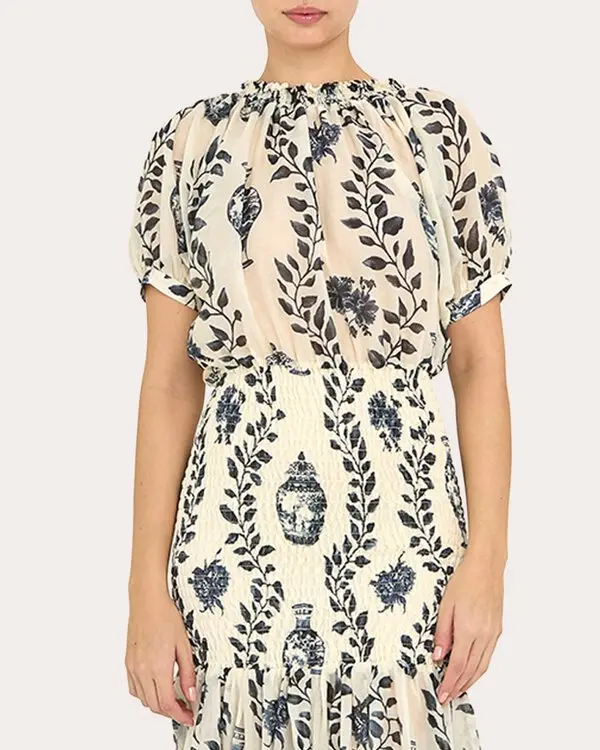 AGUACLARA Dynastie Royale Smocked Maxi Dress