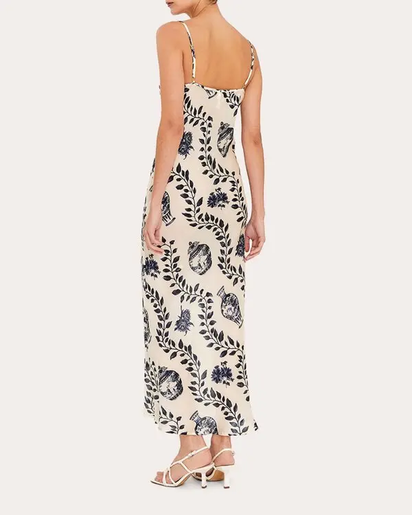 AGUACLARA Dynastie Royale Cotton Silk Midi Slip Dress - Blue