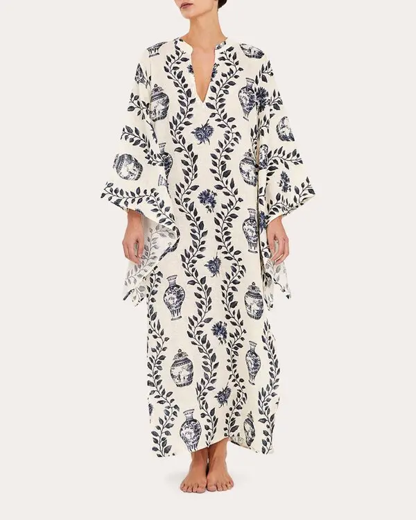 AGUACLARA Dynastie Royale Linen Maxi Kaftan