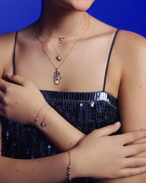 BEE GODDESS 14k Rose Diamond Eye Light Bracelet