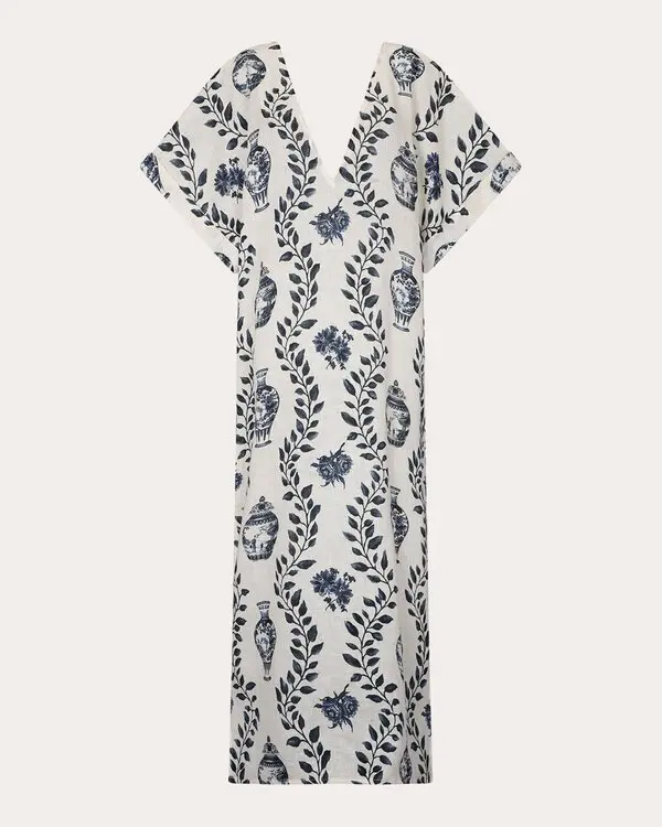 AGUACLARA Linen V-neck Tunic Dress