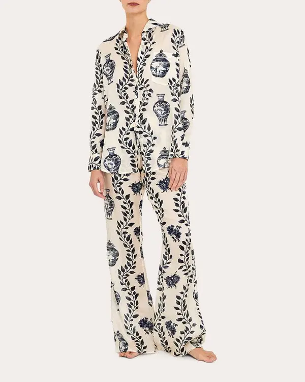 AGUACLARA Dynastie Royale Cotton Silk Pull-on Pants