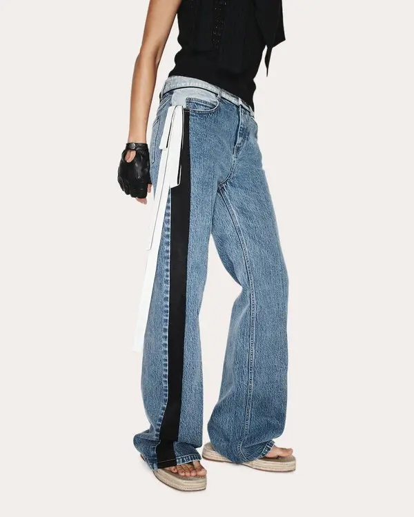 Hellessy Ben Satin Ribbon Straight-leg Jeans