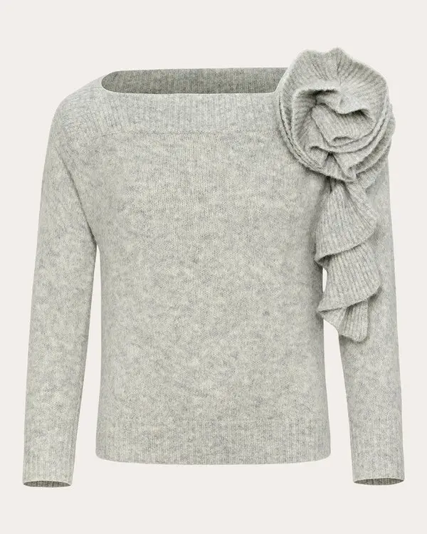 Hellessy Odin Corsage Boatneck Sweater - Grey